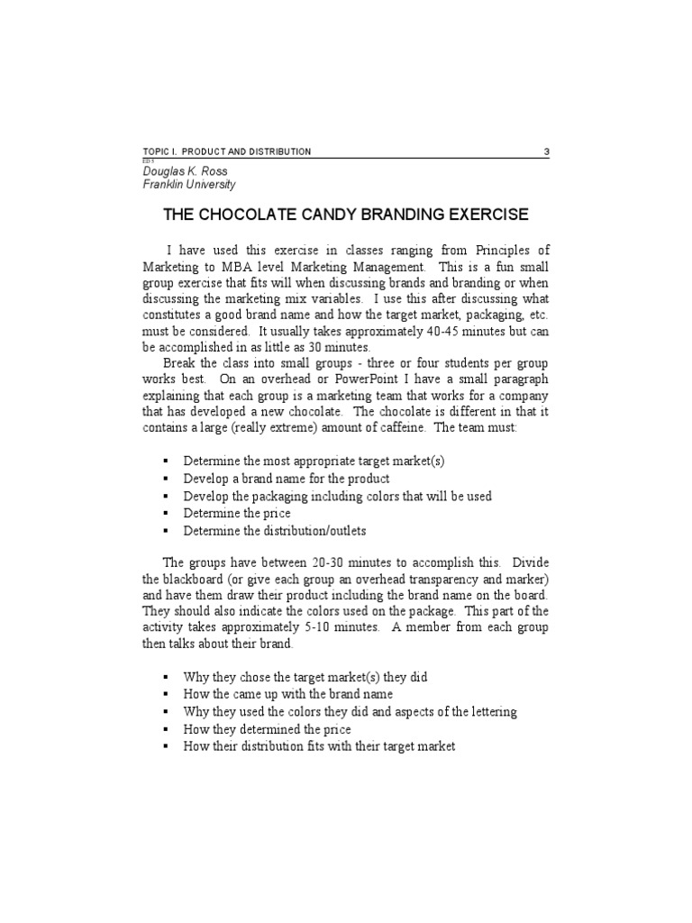 The Chocolate Candy Branding Exercise: Douglas K. Ross Franklin ...