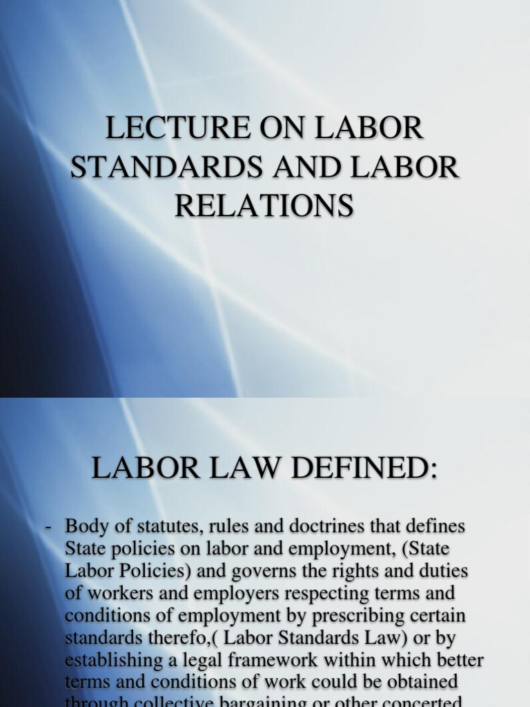 Lecture On Labor Standards and Labor Relations | PDF | Strike Action ...