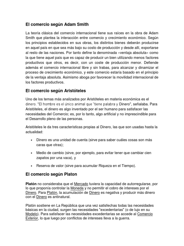 Teorías del Comercio y Colibríes | PDF | Adam Smith | Comercio