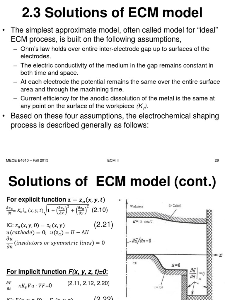 2.3 Solutions of ECM Model | PDF | Steady State | Machining