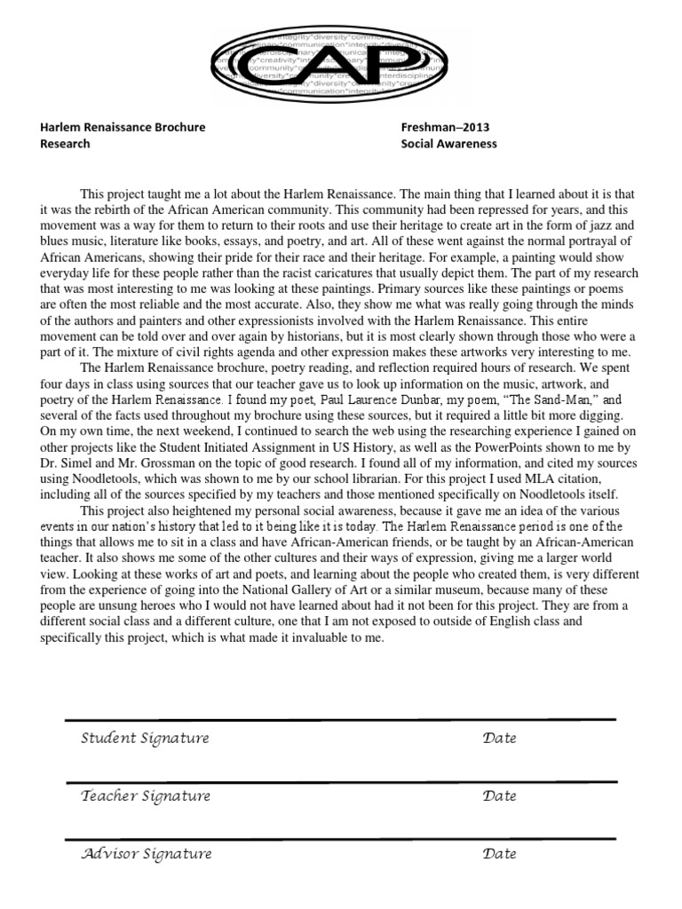 Harlem Renaissance Brochure | PDF | Harlem Renaissance | Renaissance
