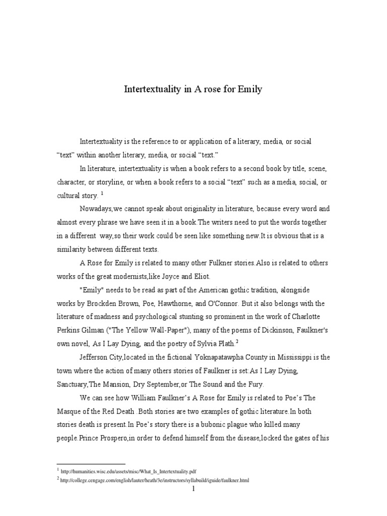 Intertextuality in A Rose For Emily | PDF | Intertextuality | Storytelling