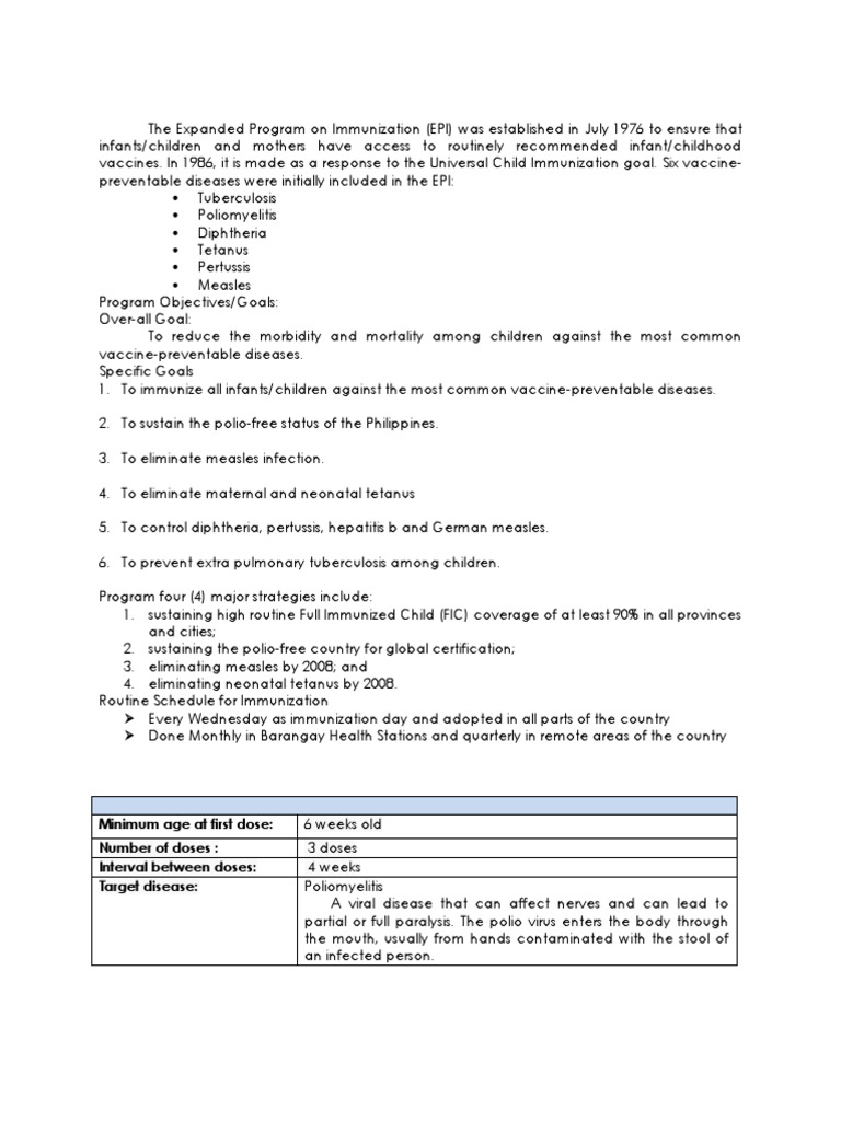 The Expanded Program On Immunization | PDF | Vaccines | Measles