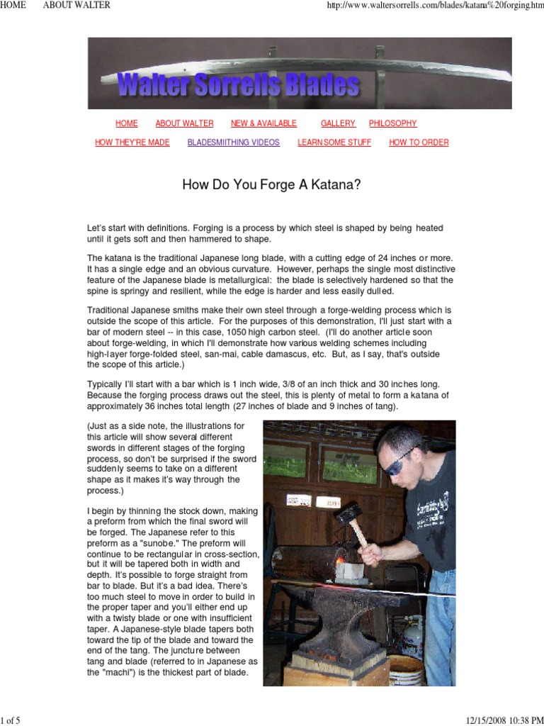 Forging a Katana: Step-by-Step Guide | PDF | Industries | Crafts