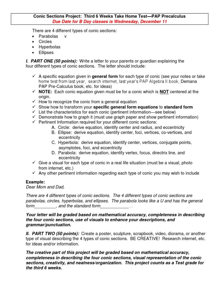 Conic Sections Project 2 | PDF | Geometric Shapes | Teaching Mathematics