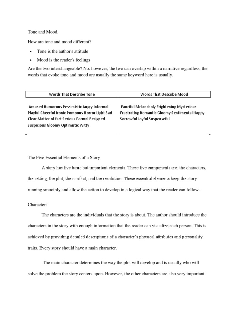 The Five Essential Elements of A Story | PDF