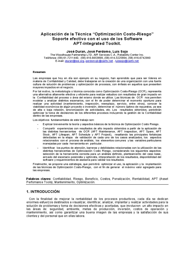 Optimizando Costo Riesgo Beneficio | PDF | Toma de decisiones ...
