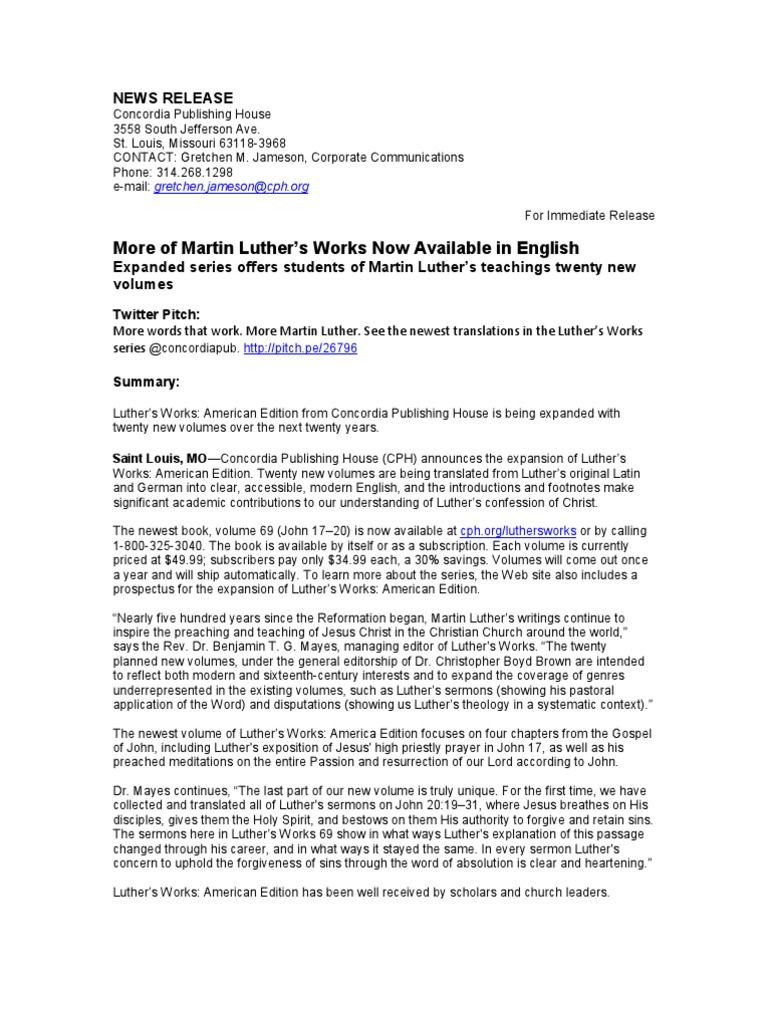 Luthers Works | PDF | History