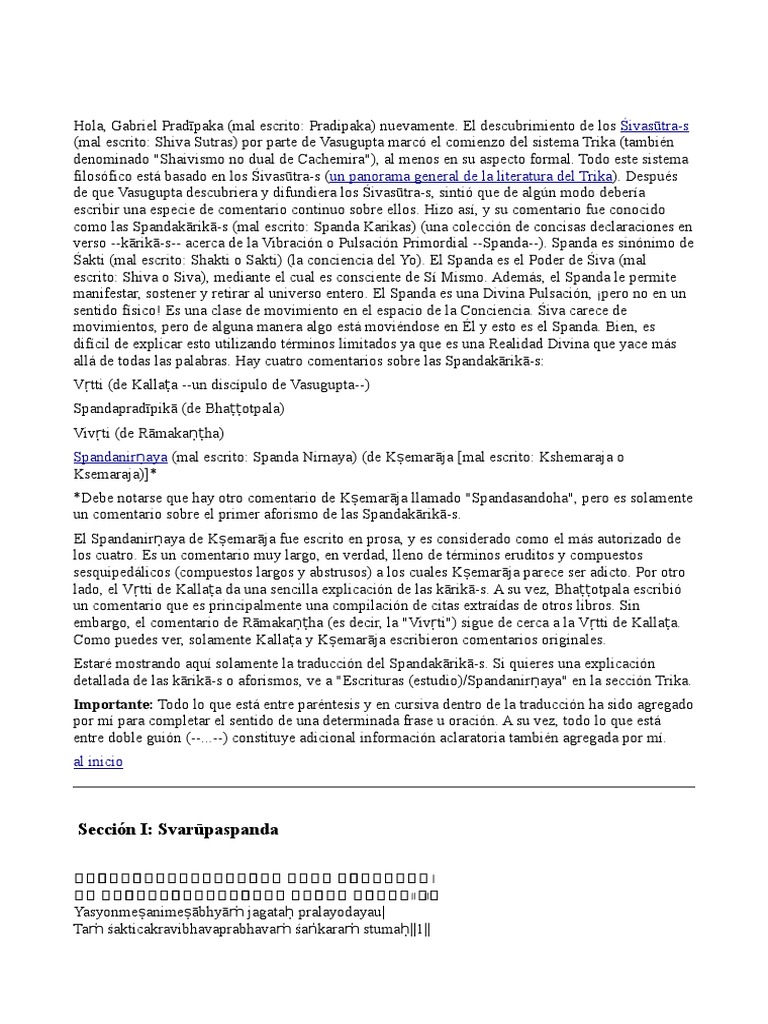 Introducción al Spanda y sus Comentarios | PDF | Religión y creencia | Science