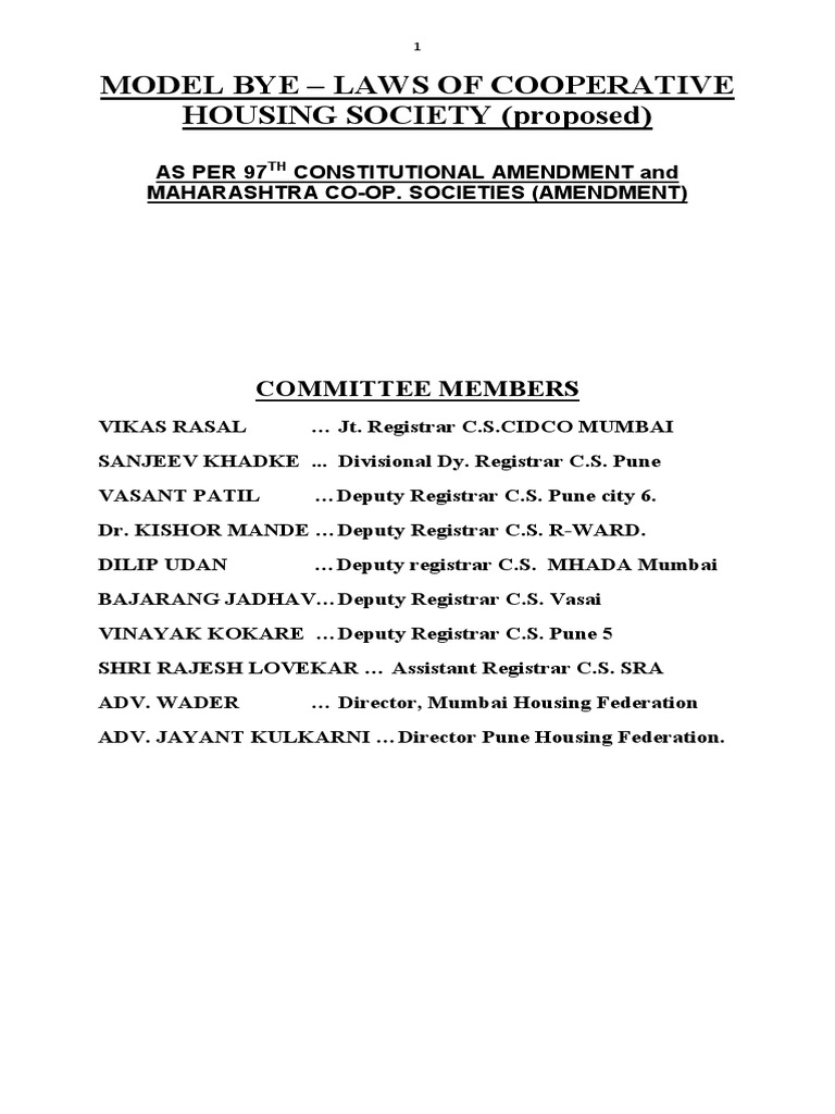 Model ByeLaws of Housing Cooperative Societies | PDF | By Law | Interest