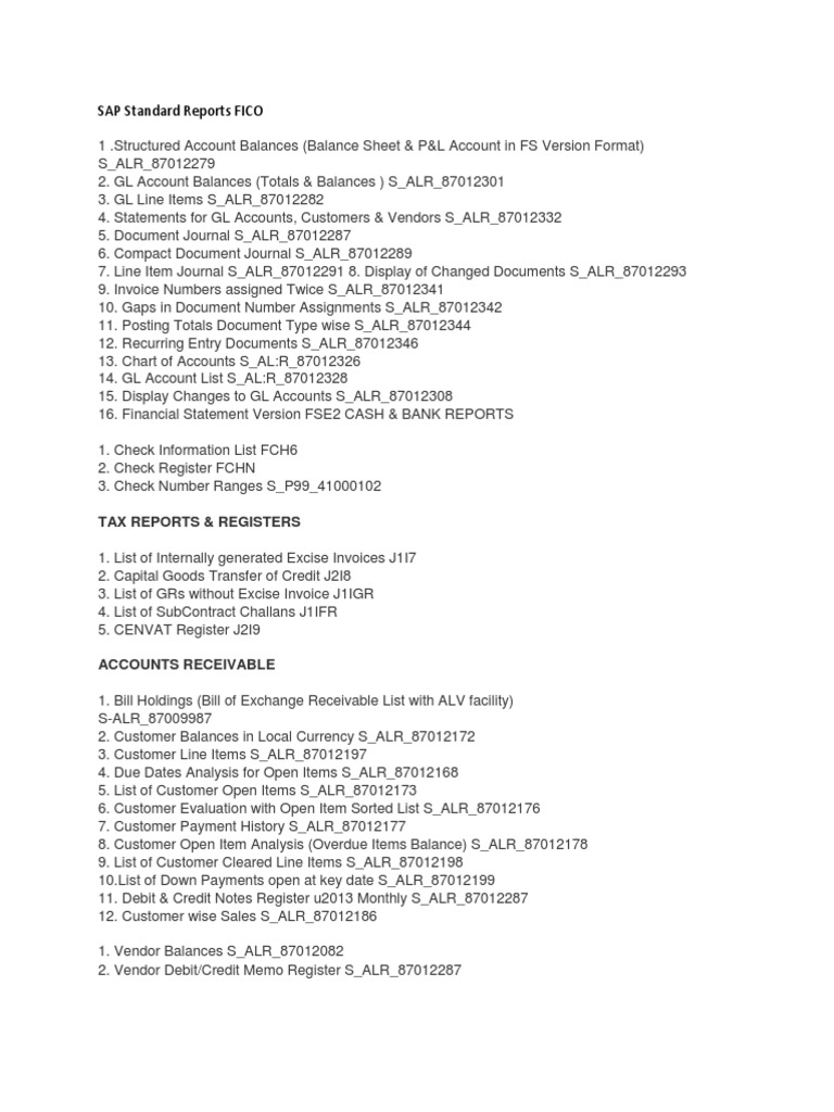 SAP FICO Standard Reporting Overview | PDF | Debits And Credits | Cheque