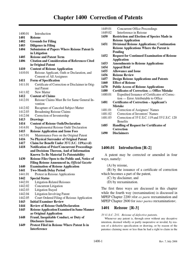 Patent Correction and Reissue Guide | PDF | Patent Application | Glossary Of Patent Law Terms