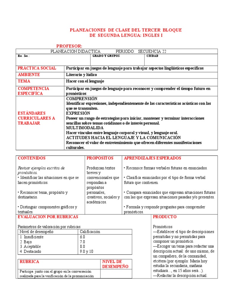 Planeacion de Ingles | PDF | Informática y tecnología de la información