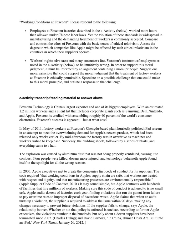 Working Conditions at Foxconn | PDF | Business