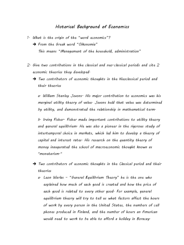 Historical Background of Economics | PDF | Neoclassical Economics ...