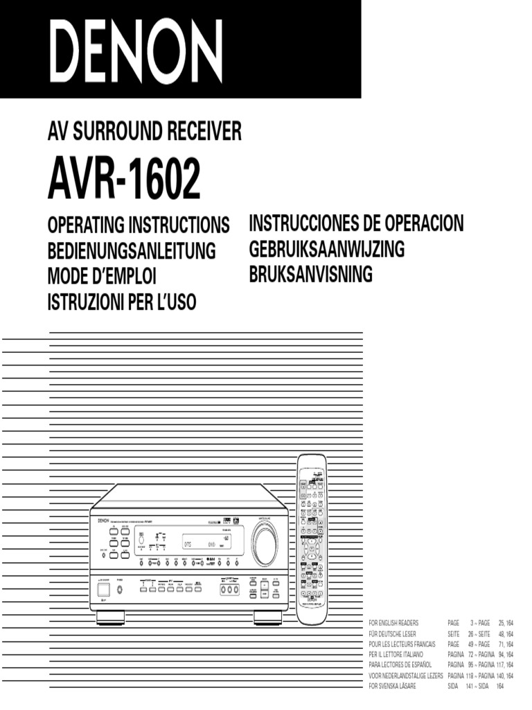 AVR-1602 Surround Receiver Manual | PDF | Loudspeaker | Videocassette ...