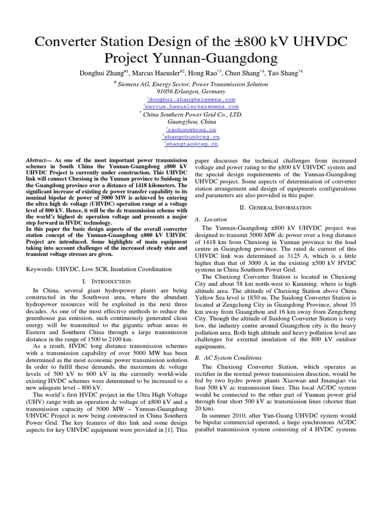 Converter Stations Design YG Zhang | PDF | High Voltage Direct Current ...