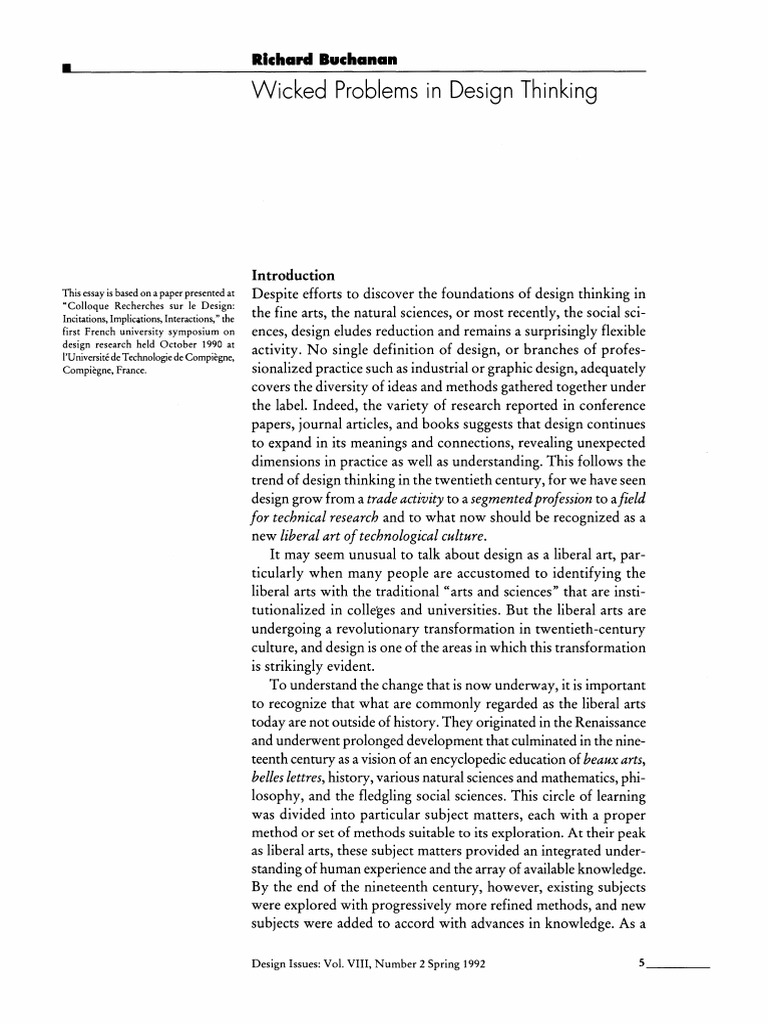 Wicked Problems in Design Thinking | PDF | Design | Science
