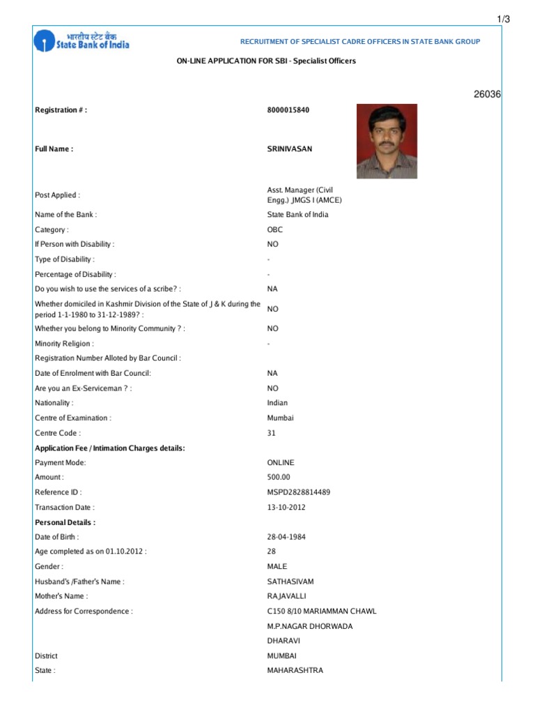 ON-LINE APPLICATION FOR SBI - Specialist Officers: Recruitment of ...