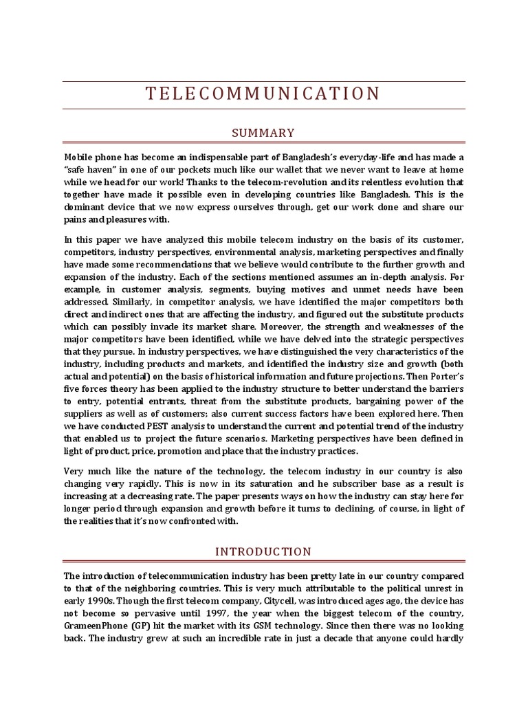 Bangladesh Telecom Industry Analysis | PDF | Short Message Service ...