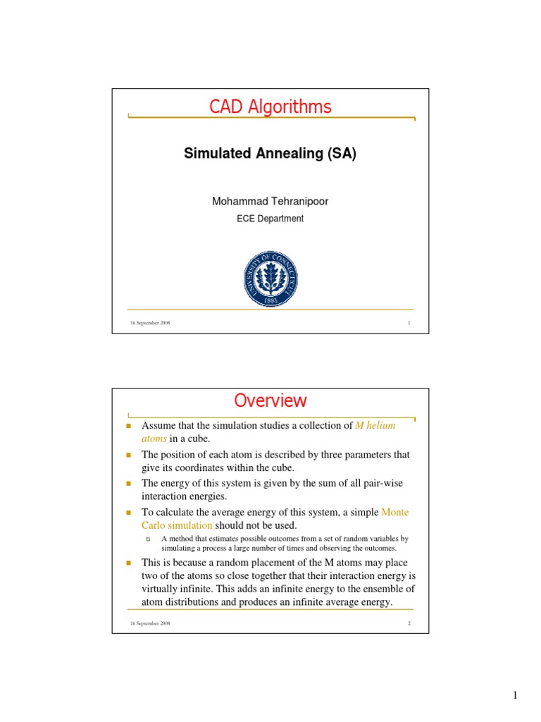 CAD Algorithms: Simulated Annealing (SA) | PDF | Algorithms | Systems ...