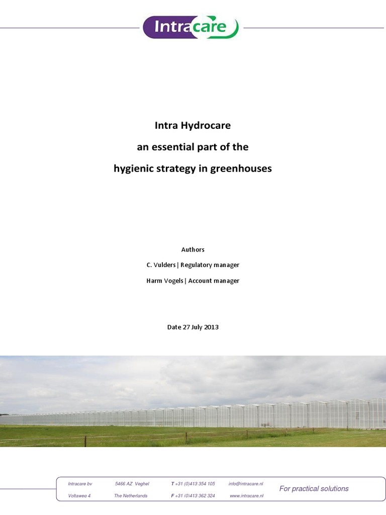 The Use of Intra Hydrocare in The Hygienic Stragegy of A Greenhouse 27. ...