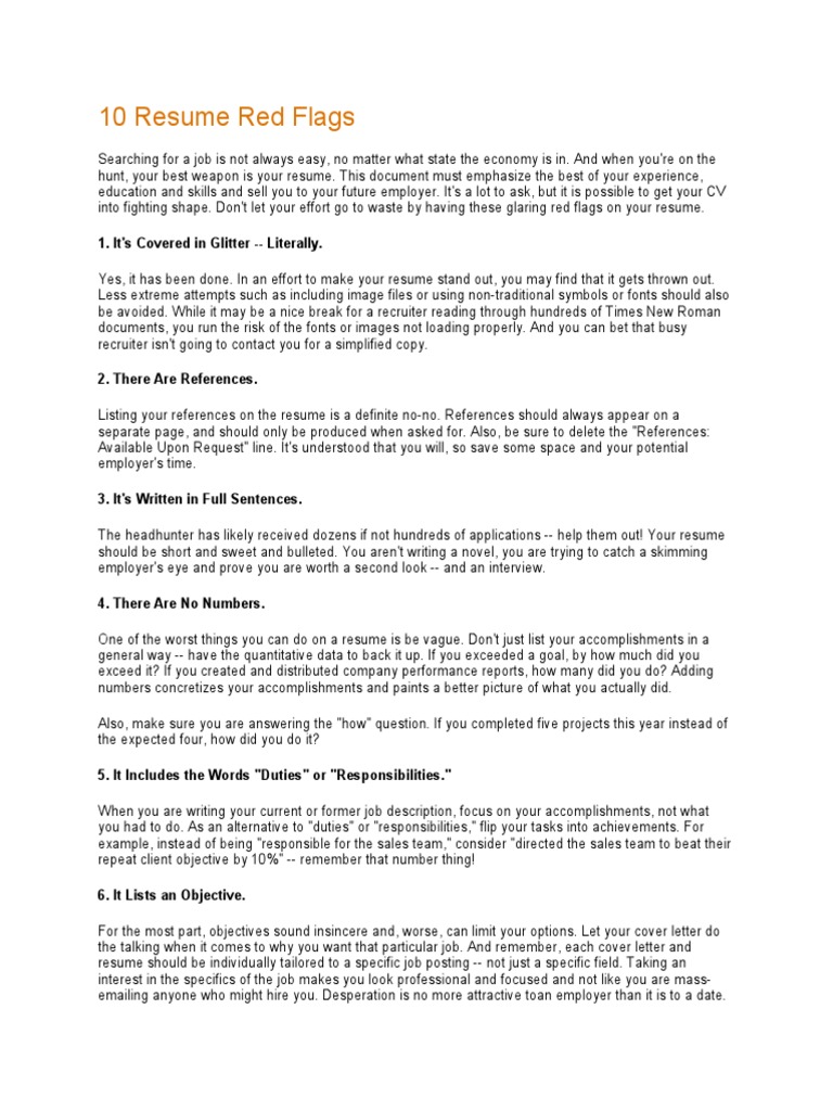 10 Resume Red Flags: 1. It's Covered in Glitter - Literally | PDF ...