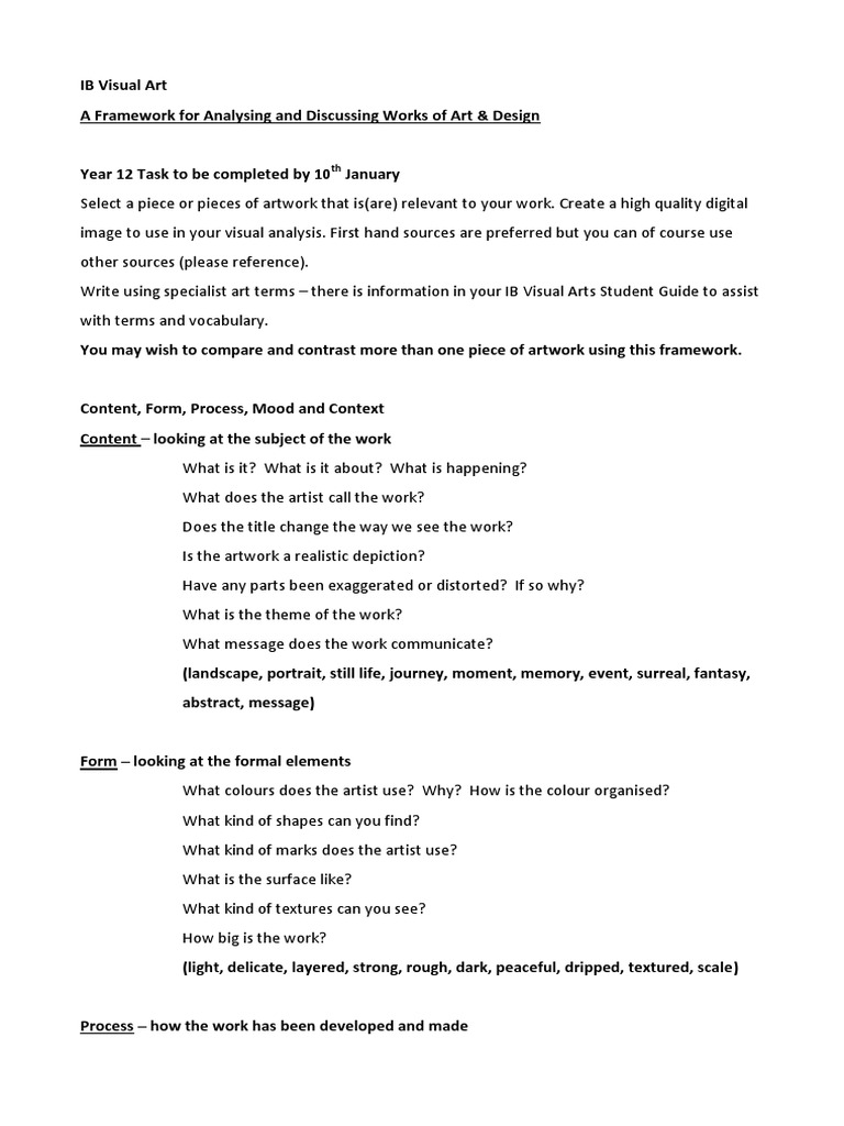 IB Visual Art Analysis Guide | PDF