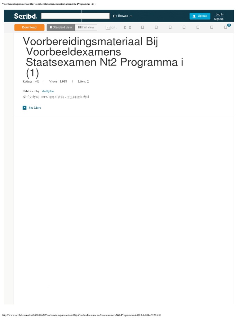 Voorbereidingsmateriaal Bij Voorbeeldexamens Staatsexamen Nt2 Programma ...