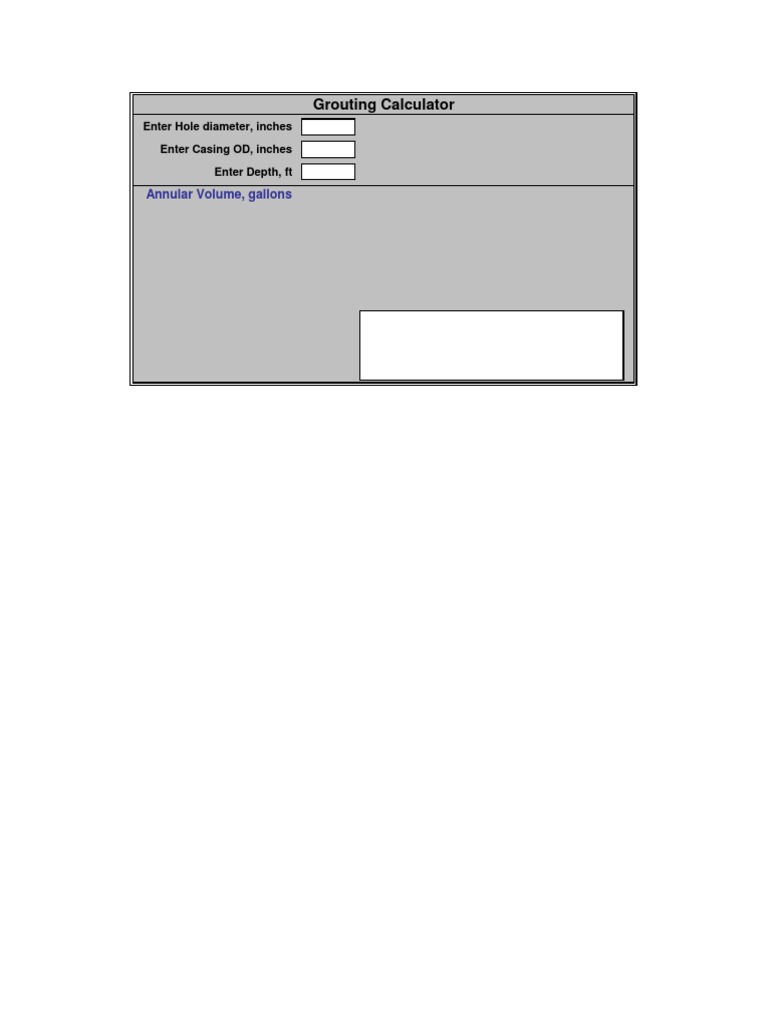 Grouting Calculator: Annular Volume, Gallons | PDF