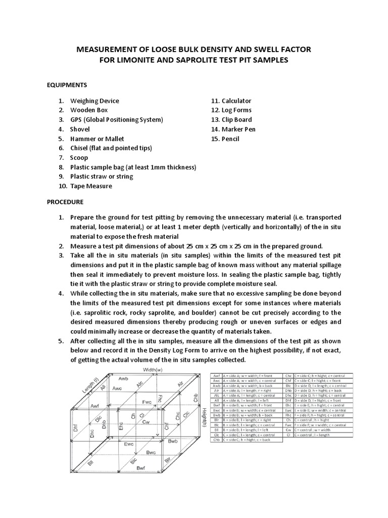 Loose Bulk Density and Swell Factor Measurement | Density | Physical ...