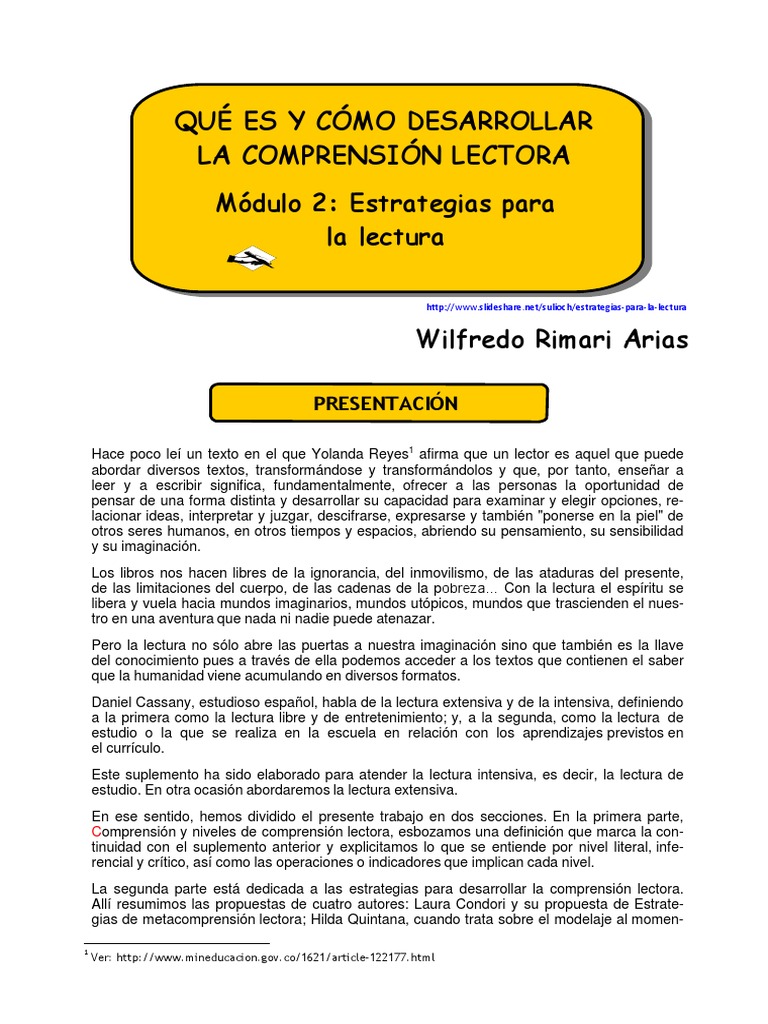 Estrategias para La Lectura | PDF | Comprensión lectora | Comprensión
