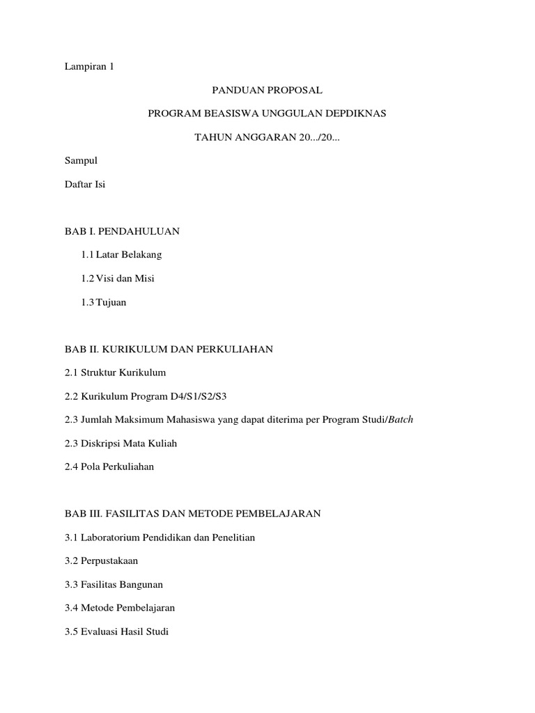 Panduan Proposal Beasiswa Unggulan | PDF