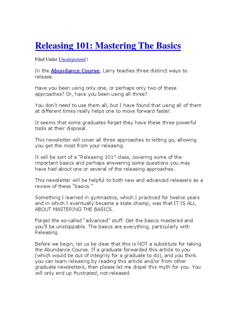 Releasing 101 Mastering The Basics | PDF | Intuition | Clairvoyance