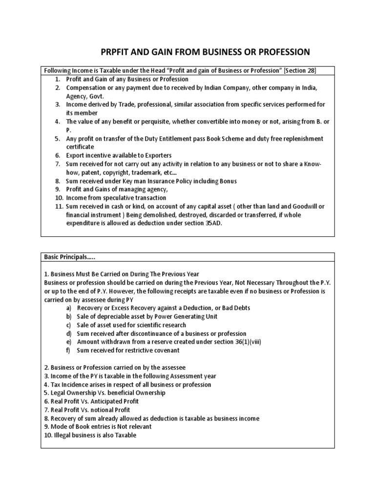 Profit and Gain of Business Profession | PDF | Tax Deduction | Expense