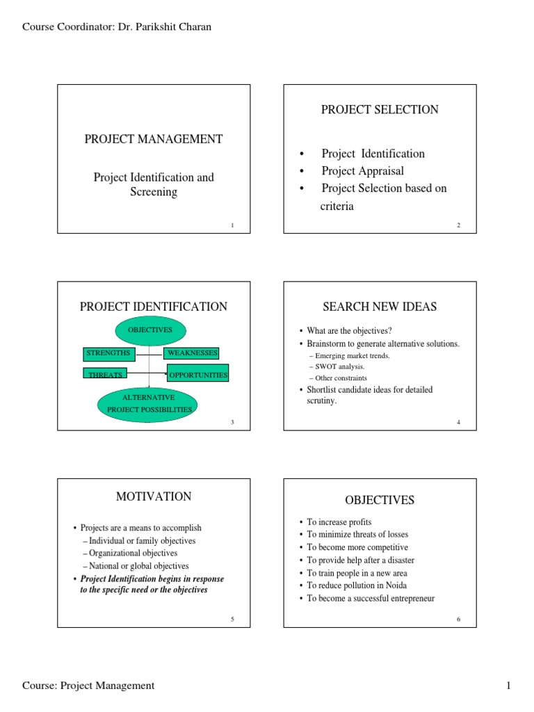 Handout 2 Project Identification & Screening | PDF | Swot Analysis | Economies