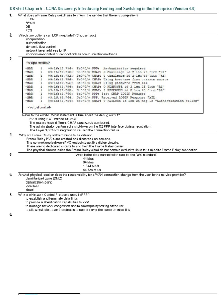 CCNA Discovery 3 CH 7 100 Answer | PDF