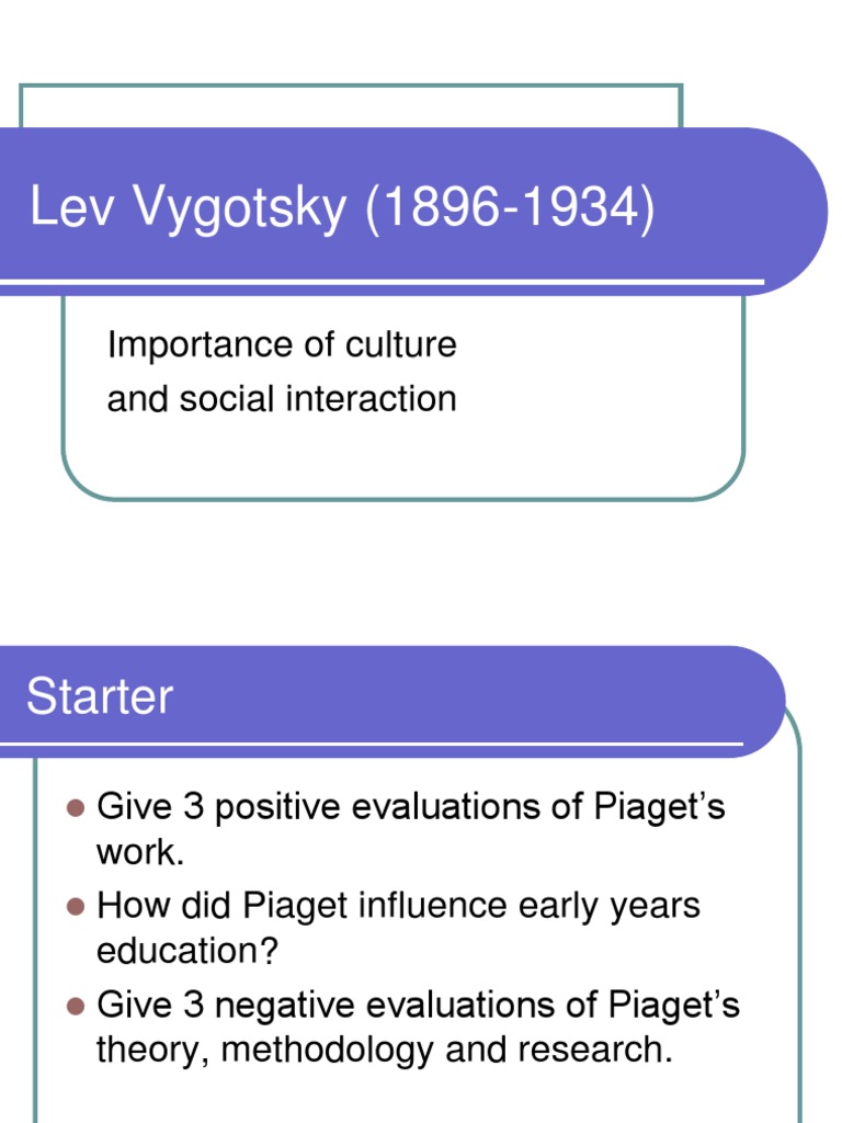 Lev Vygotsky 1896 1934 | PDF | Cognitive Development | Academic ...