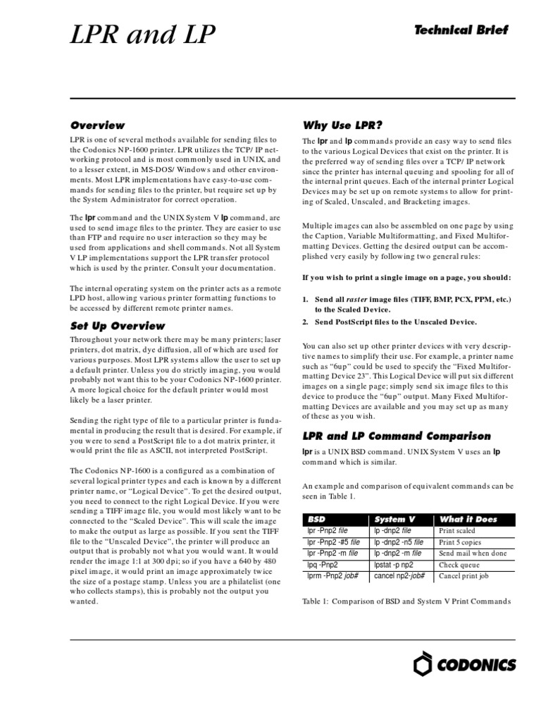 lpr.pdf | Printer (Computing) | Computer Network