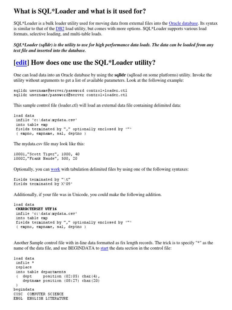 SQL Loader | PDF | Comma Separated Values | Sql