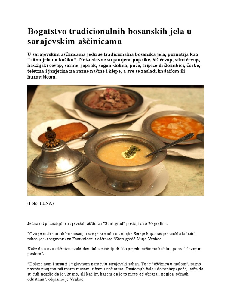 Bogatstvo Tradicionalnih Bosanskih Jela