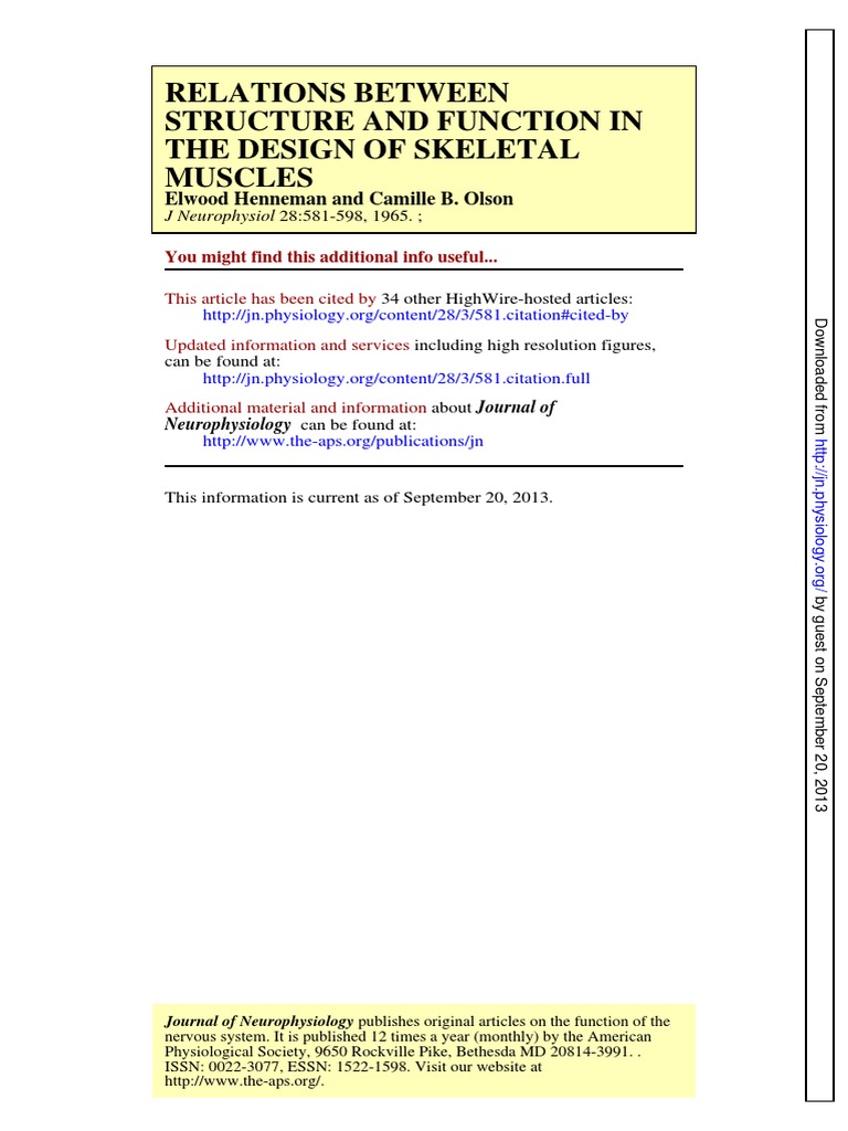 J Neurophysiol 1965 Henneman 581 98 | PDF | Muscle Contraction ...