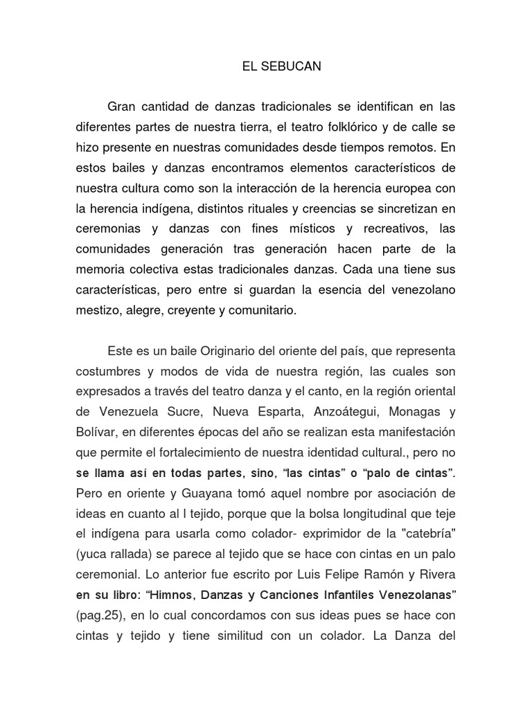 El Baile del Sebucán en Venezuela | PDF | Bailes | Venezuela