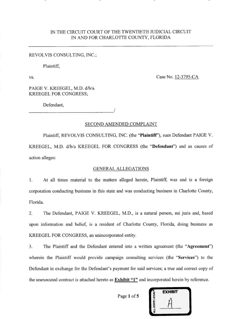 Lawsuit Filed by Jason Roe Against Paige Kreegel | PDF | Law Of Agency ...