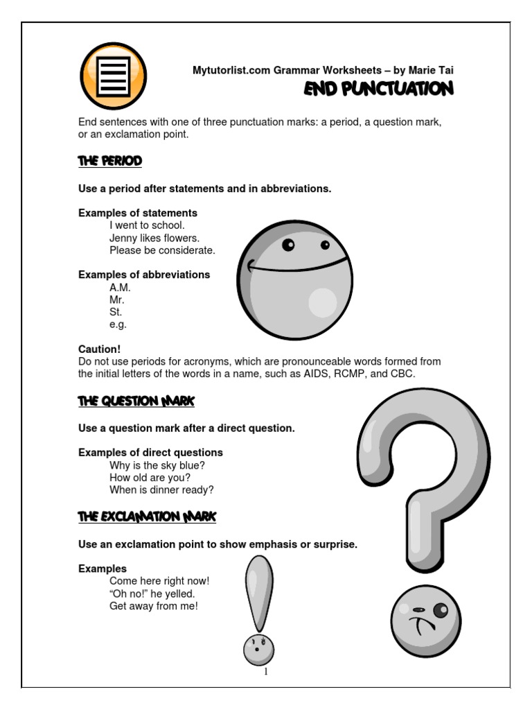 End Punctuation Quiz 2 | PDF