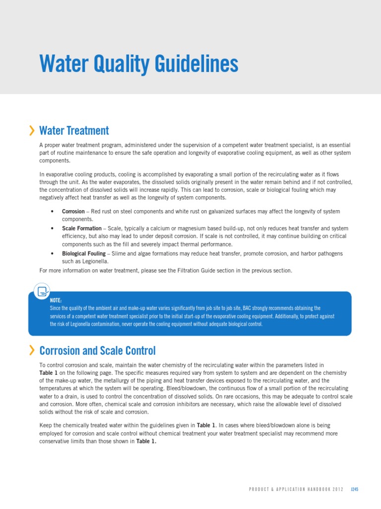 Water Quality Guidelines | PDF | Corrosion | Water Purification
