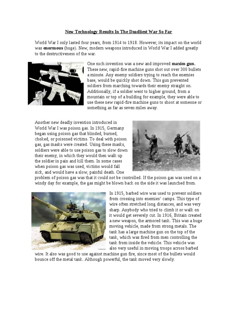 Deadly Innovations of World War I | PDF | Chemical Warfare | World War I