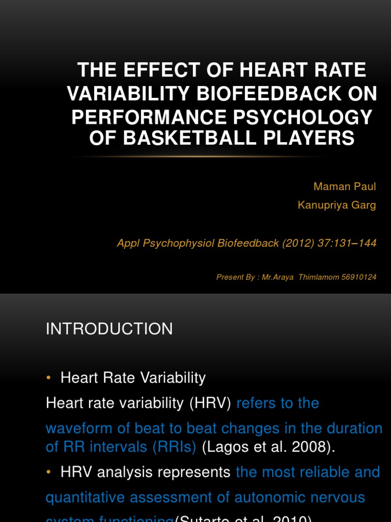 The Effect of Heart Rate Variability Biofeedback On | Download Free PDF ...