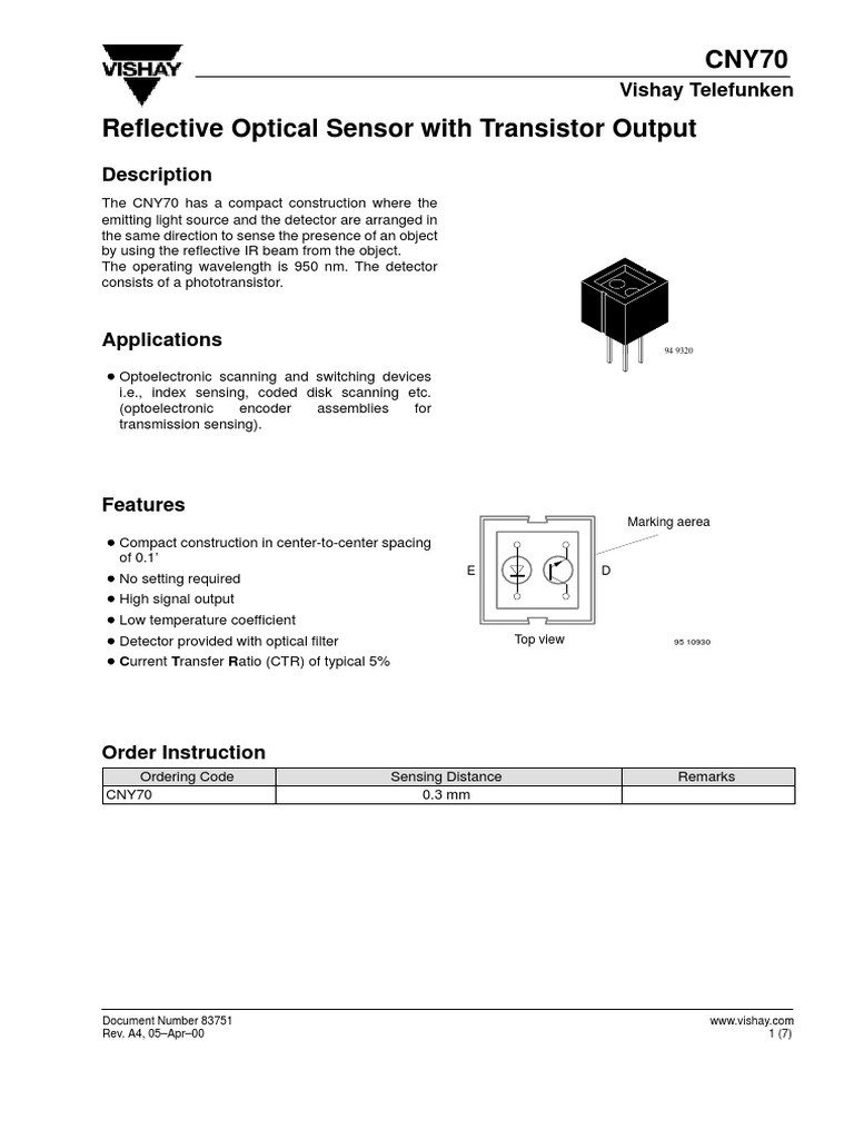 Sensor CNY70 Datasheet Robotica | PDF | Sensor | Equipment
