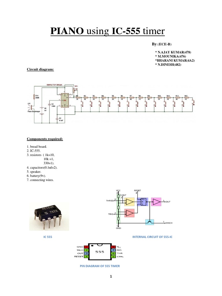 Piano Using 555 Timer 1 | PDF | Electrical Components | Electrical ...